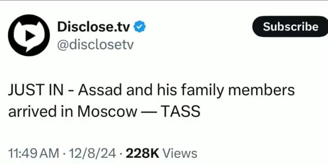 Disclose.tv @disclosetv Subscribe JUST IN - Assad and his family ...