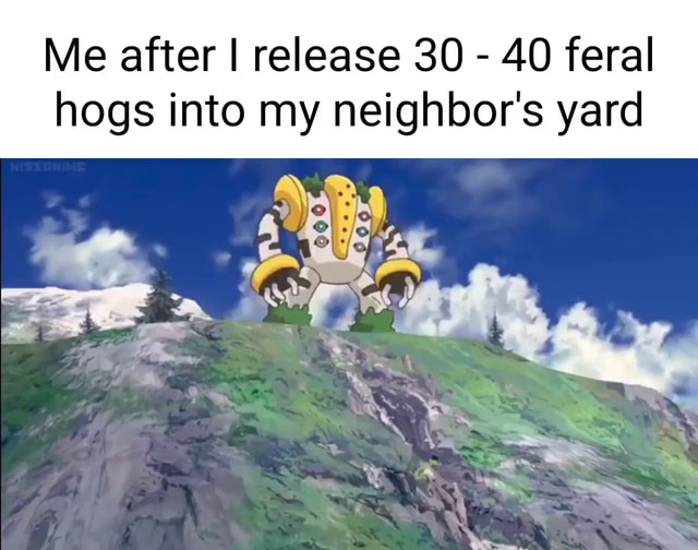 Me after I release 30 - 40 feral hogs into my neighbor's yard - iFunny