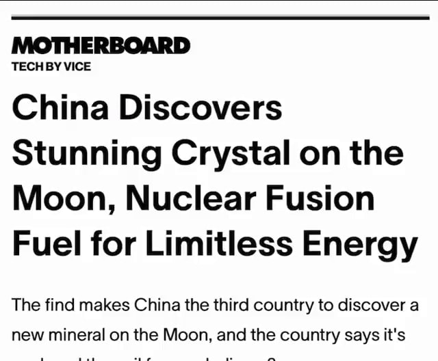 China Discovers Stunning Crystal on the Moon, Nuclear Fusion Fuel for ...