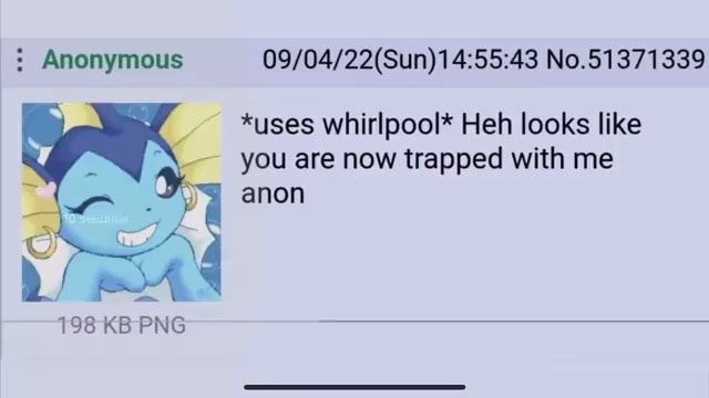 Anonymous No.51371339 *uses whirlpool* Heh looks like you are now ...