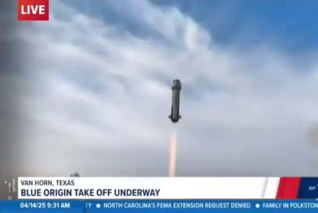 LIVE VAN HORN, TEXAS BLUE ORIGIN TAKE OFF UNDERWAY @ NORTH CAROLINA'S ...
