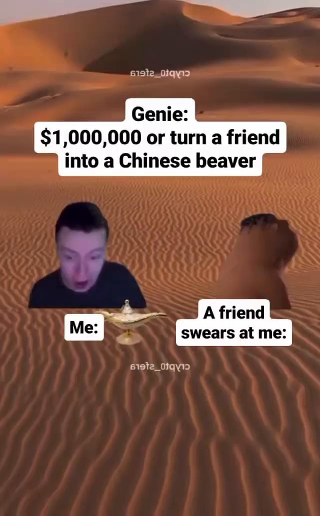 $1,000,000 or turn a friend into a Chinese beaver Me: I I A friend ...