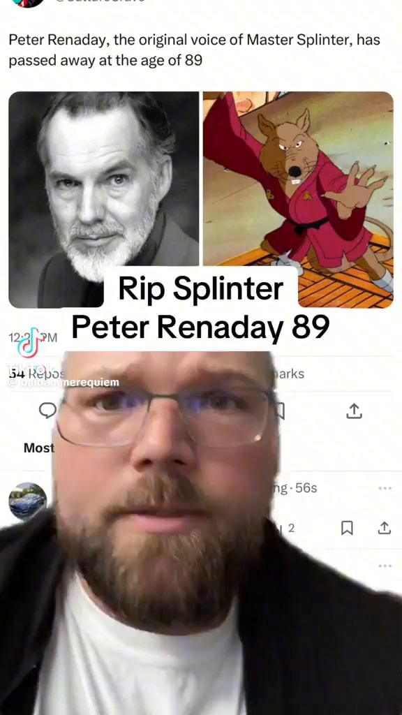 Peter Renaday, the original voice of Master Splinter, has passed away ...