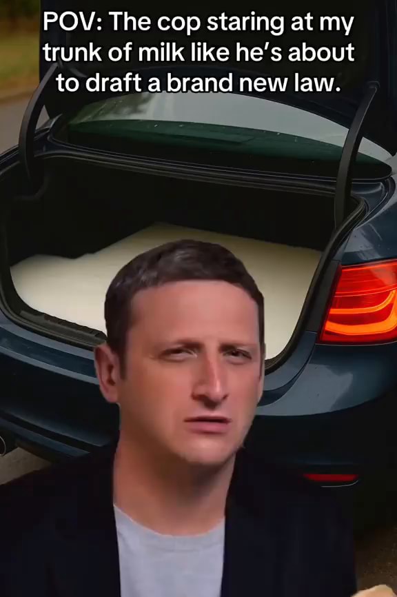 POV: The cop staring at my trunk of milk like he's about to draft a ...