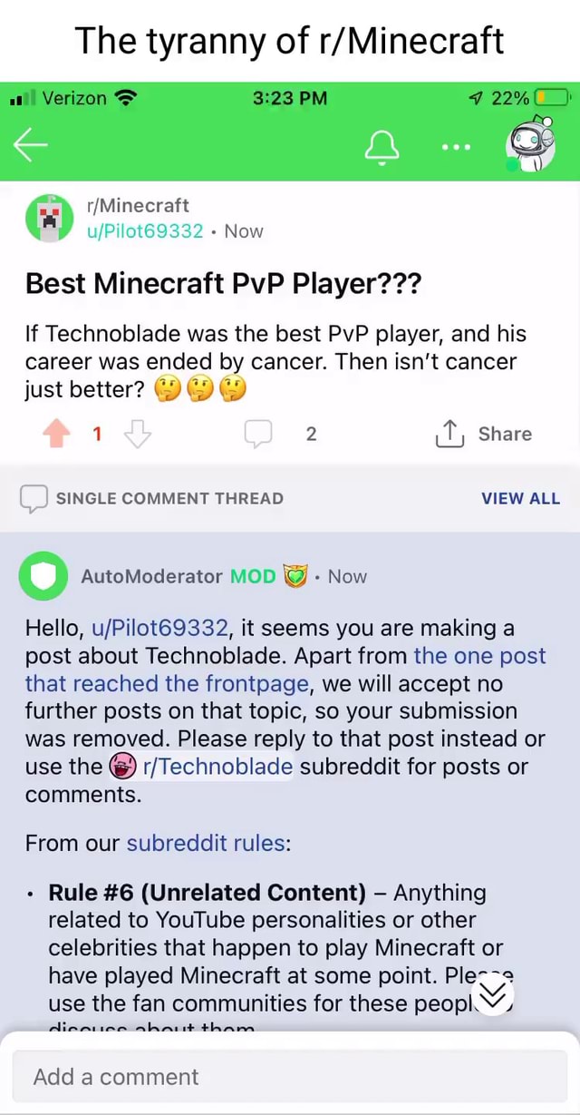 The tyranny of Verizon PM riMinecraft Now Best Minecraft PvP Player??? If Technoblade was the ...