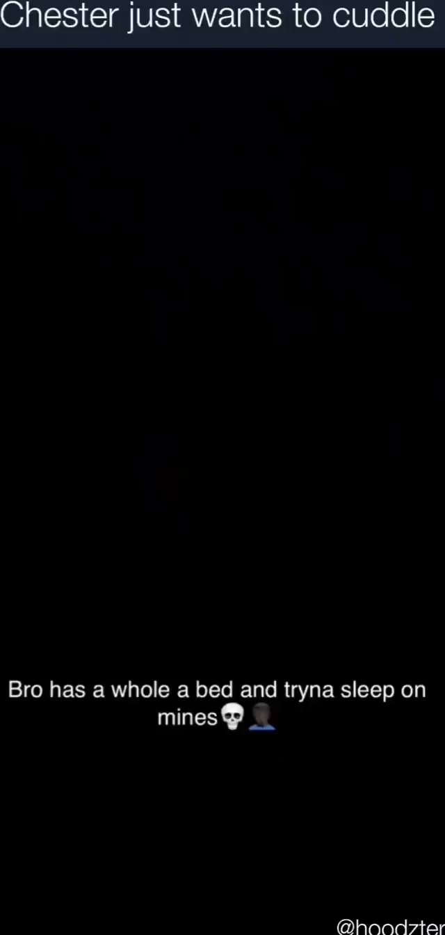 Chester Just Wants To Cuddle Bro Has A Whole A Bed And Tryna Sleep On Mines Ifunny