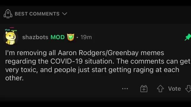BEST COMMENTS shazbots MOD I'm removing all Aaron memes regarding the ...