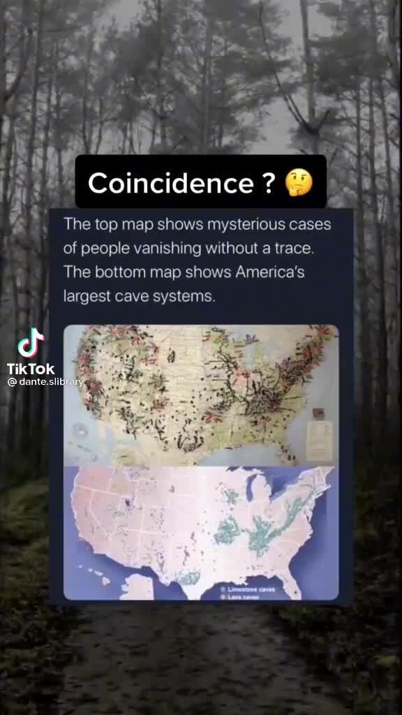 Coincidence The top map shows mysterious cases of people vanishing without a trace. The bottom ...