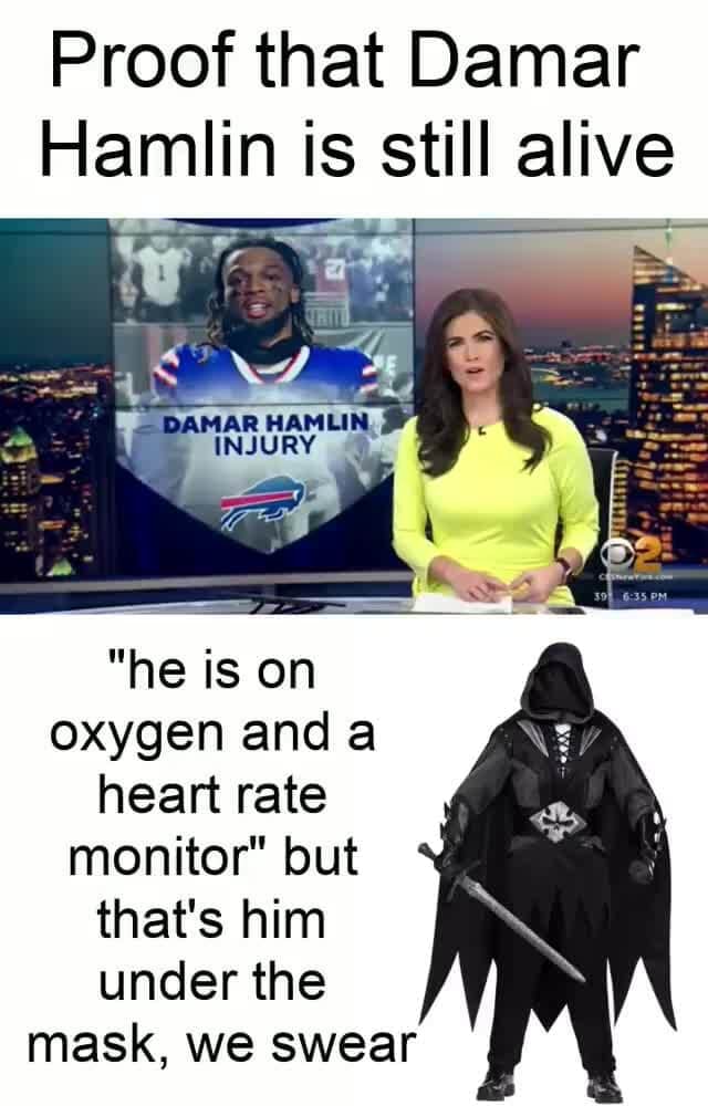 Proof that Damar Hamlin is still alive "he is on oxygen and heart rate ...
