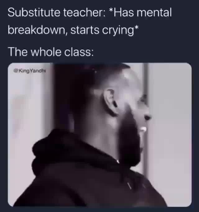 Substitute teacher: *Has mental breakdown, starts crying" The whole ...