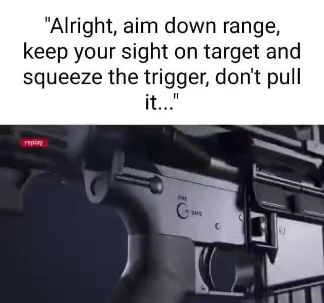 "Alright, aim down range, keep your sight on target and squeeze the ...
