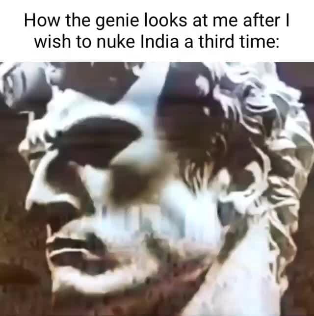 How the genie looks at me after I wish to nuke India a third time: - iFunny