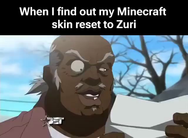 When I find out my Minecraft skin reset to Zuri - iFunny