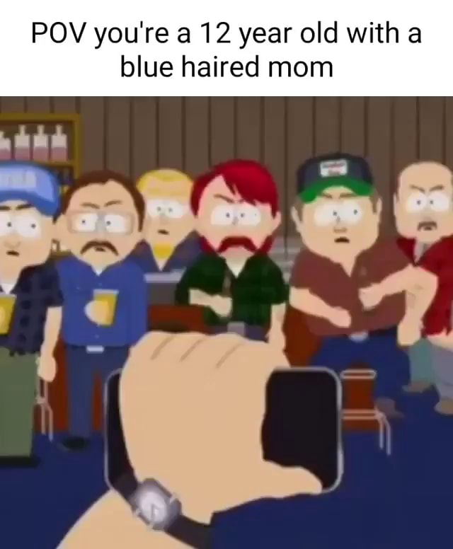 POV you're a 12 year old with a blue haired mom - iFunny