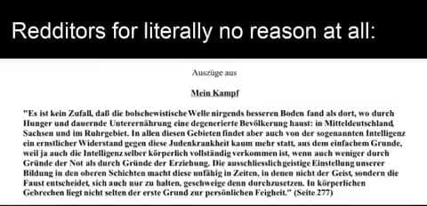 Redditors for literally no reason at all - iFunny