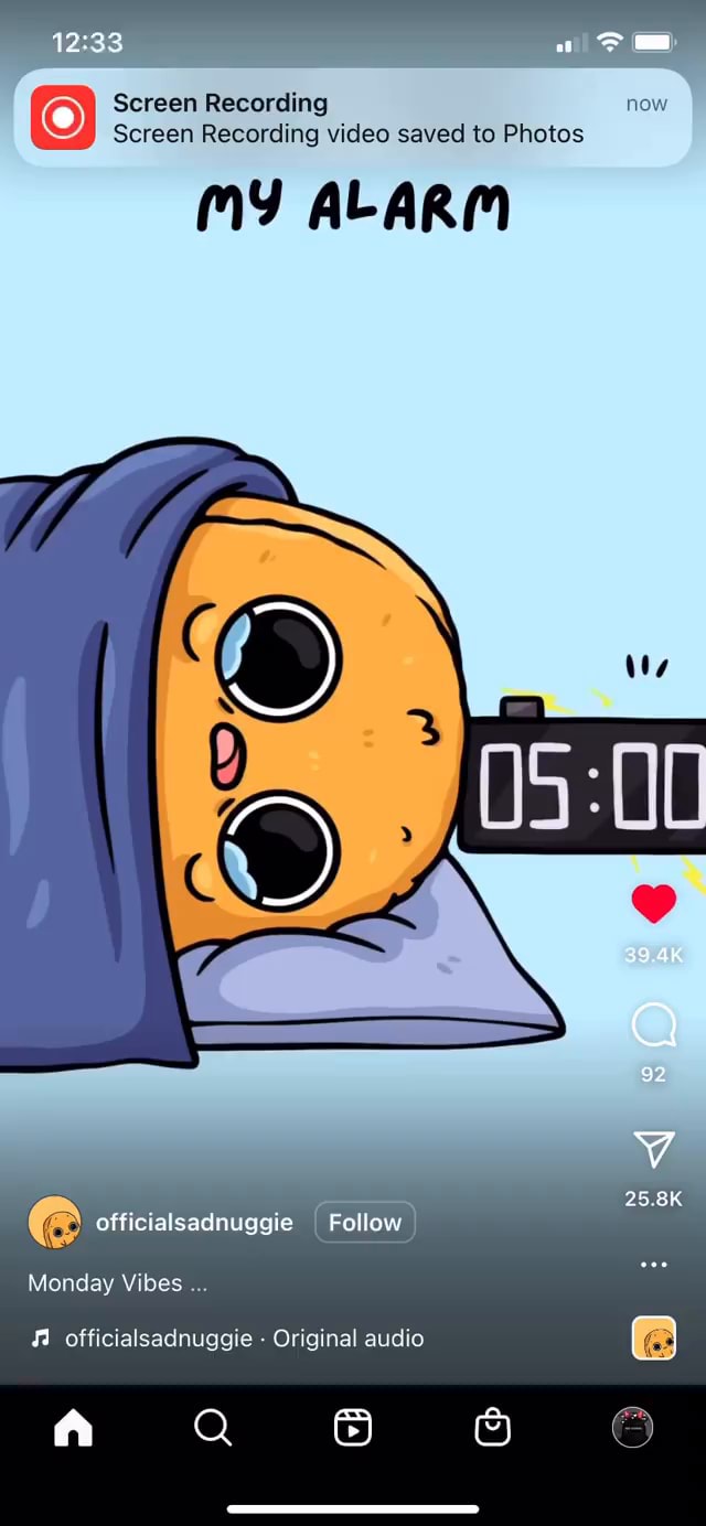 Screen Recording now Screen Recording video saved to Photos MY ALARM ...
