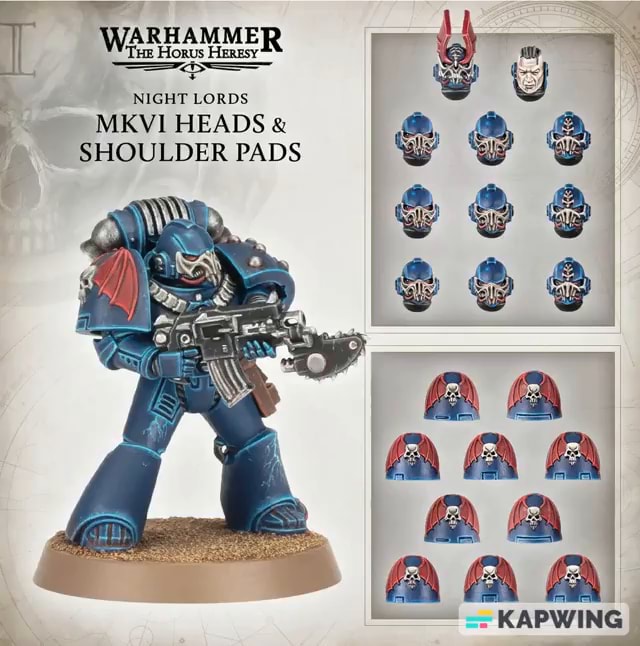 WARHAMMER 'Tue Horus Heresy NIGHT LORDS MKVI HEADS & SHOULDER PADS II ...