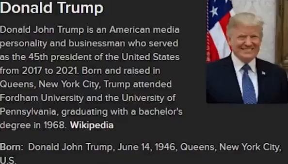 Donald Trump Donald John Trump is an American media personality and ...