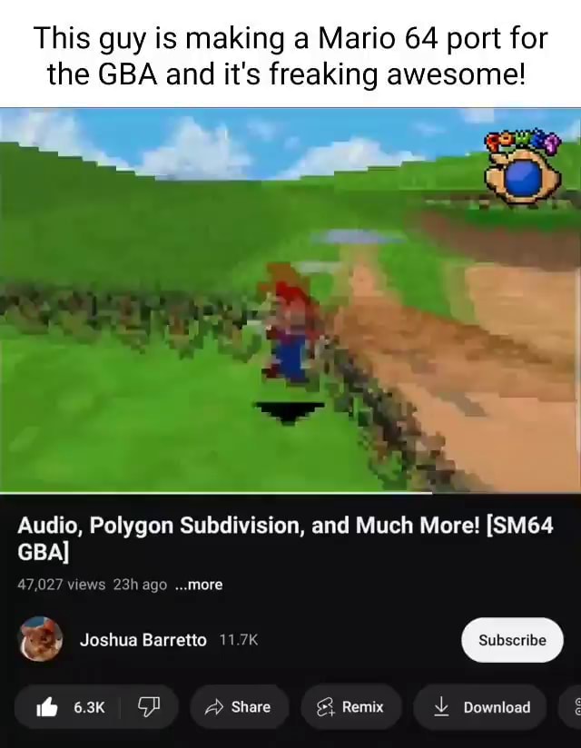 This guy is making a Mario 64 port for the GBA and it's freaking ...