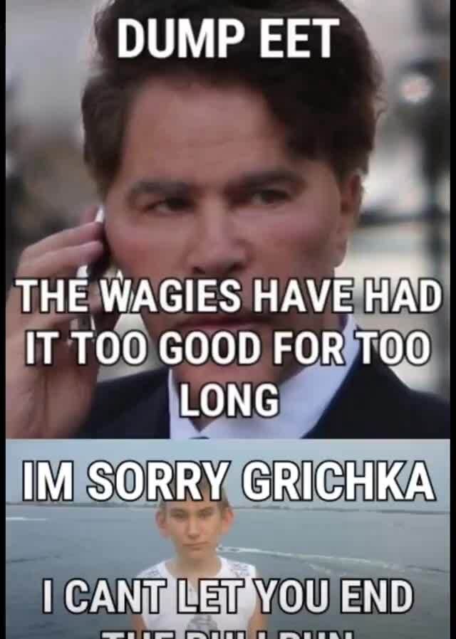 DUMP EET THE WAGIES HAVE HAD IT TOO GOOD FOR LONG IM SORRY GRICHKA - iFunny