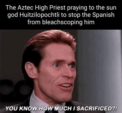 The Aztec High Priest praying to the sun god Huitzilopochtli to stop ...