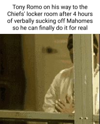 Tony Romo on his way to the Chiefs' locker room after 4 hours of ...