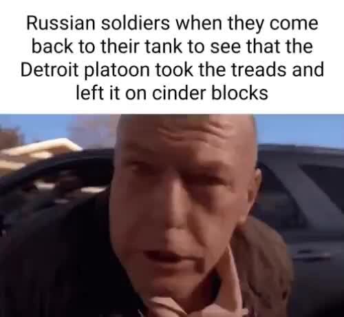 Russian soldiers when they come back to their tank to see that the ...