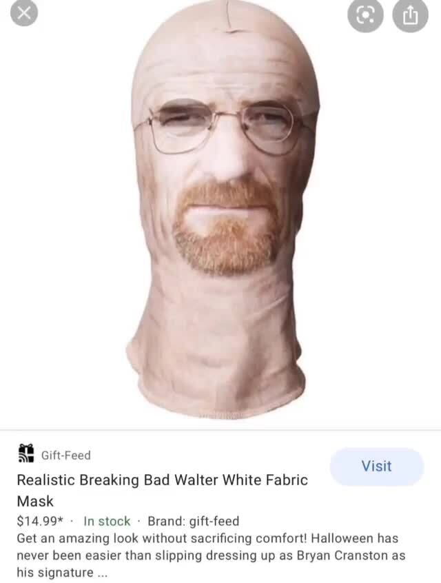 Gitt Feed Visit Realistic Breaking Bad Walter White Fabric Mask $14.99 ...