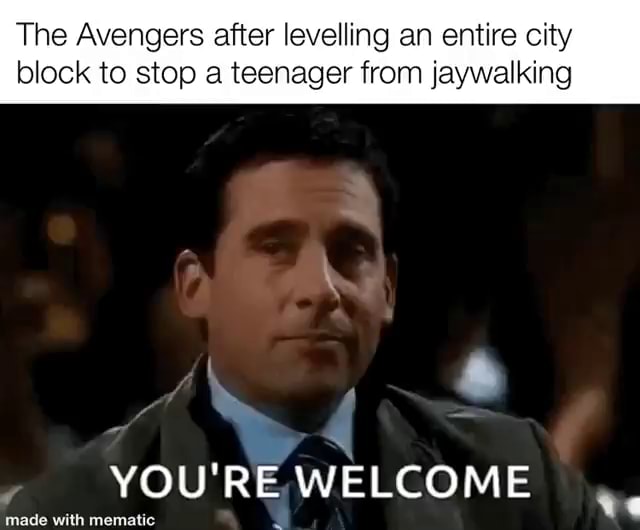 The Avengers after levelling an entire city block to stop a teenager ...
