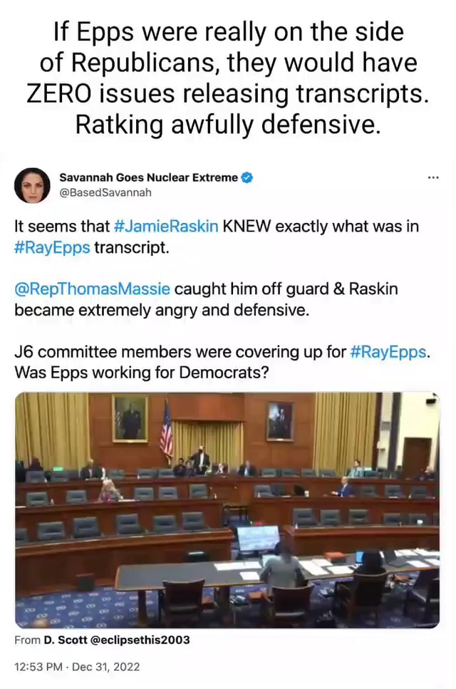 If Epps were really on the side of Republicans, they would have ZERO issues releasing ...