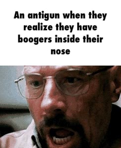 An antigun when they realize they have boogers inside their - iFunny