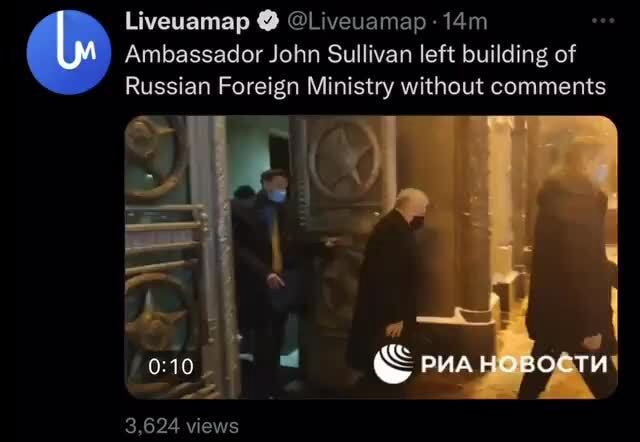 Liveuamap @ @Liveuamap Ambassador John Sullivan left building of Russian Foreign Ministry ...