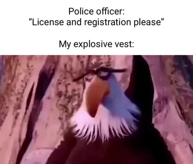 Police officer: "License and registration please" My explosive vest ...