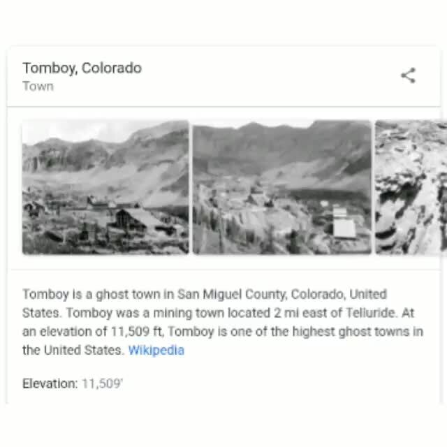 Tomboy, Colorado e Tomboy Is a ghost town in San Miguel County ...