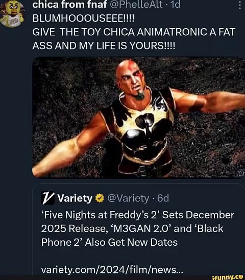 Chica from Mar @PhelleAlt BLUMHOOOUSEEE!!!! GIVE THE TOY CHICA ...