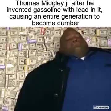 Thomas Midgley jr after he invented gassoline with lead in it, causing ...