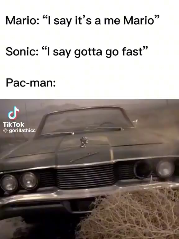 Mario: "I say it's a me Mario" Sonic: say gotta go fast" Pac-man ...