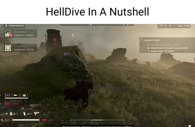 HellDive In A Nutshell " STRATAGEMS REINFORCE I Cooldown { LauNcH IcBM ...
