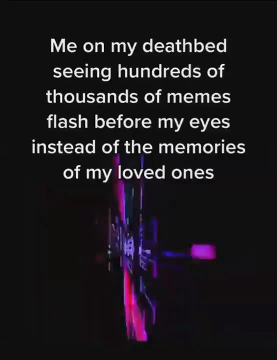 Me on my deathbed seeing hundreds of thousands of memes flash before my ...