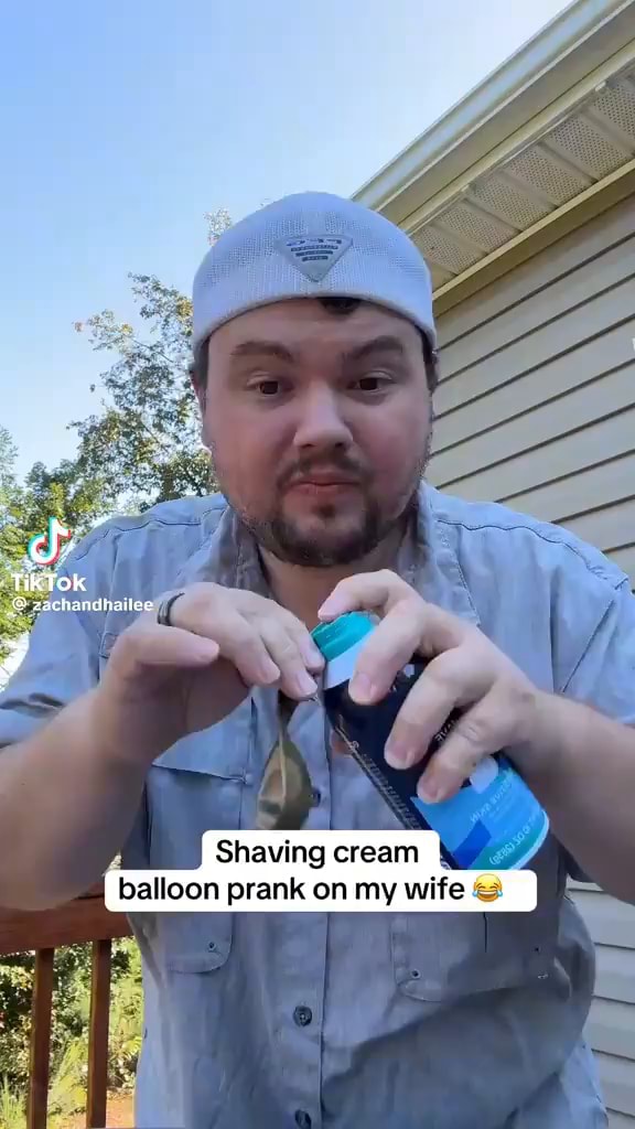 Shaving cream balloon prank on my wife @ - iFunny