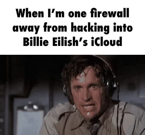 When I'm one firewall away from hacking into Billie Eilish's iCloud ...