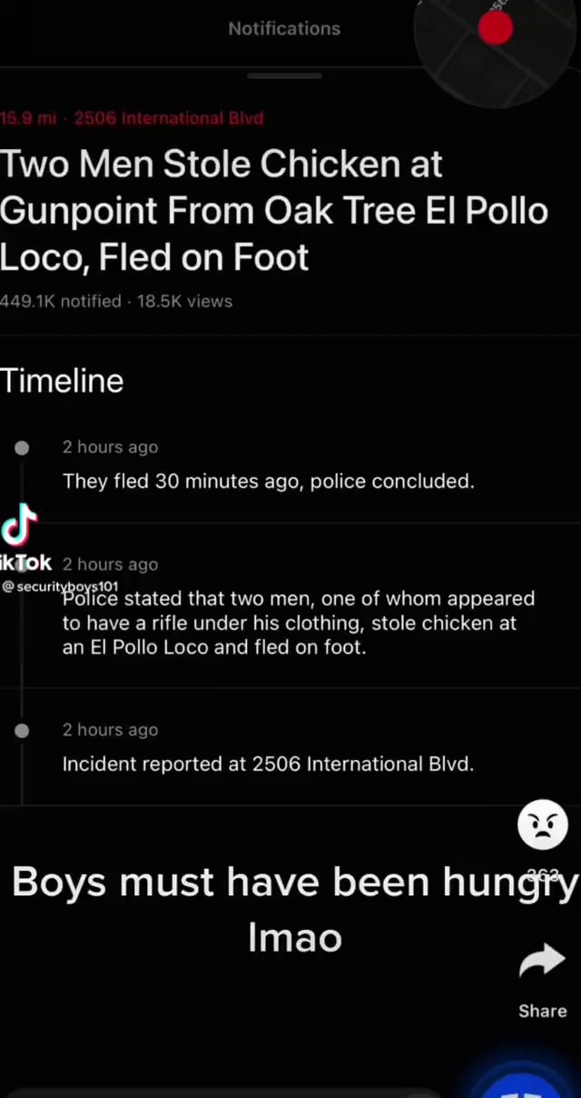 Two Men Stole Chicken at Gunpoint From Oak Tree El Pollo Loco, Fled on ...
