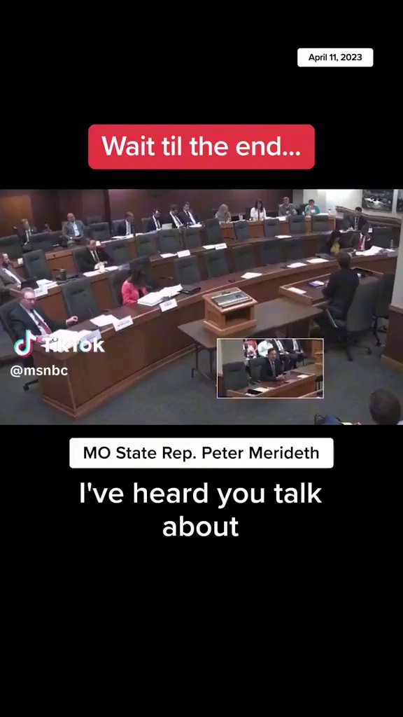 April 1, 2023, Wait til the end... ch @msnbc MO State Rep. Peter Merideth I've heard you talk ...