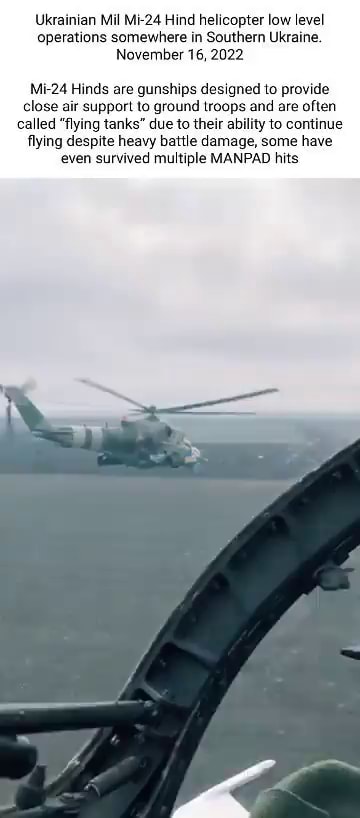 Ukrainian Mil 24 Hind helicopter low level operations somewhere in ...