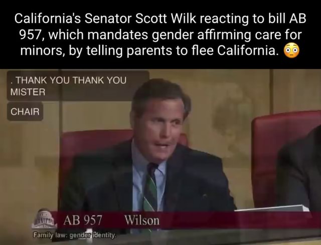 California's Senator Scott Wilk reacting to bill AB 957, which mandates ...