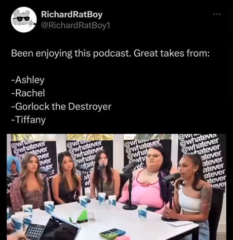 Been enjoying this podcast. Great takes from: -Ashley -Rachel -Gorlock ...