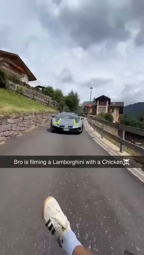 Bro is filming a Lamborghini with a Chicken - iFunny