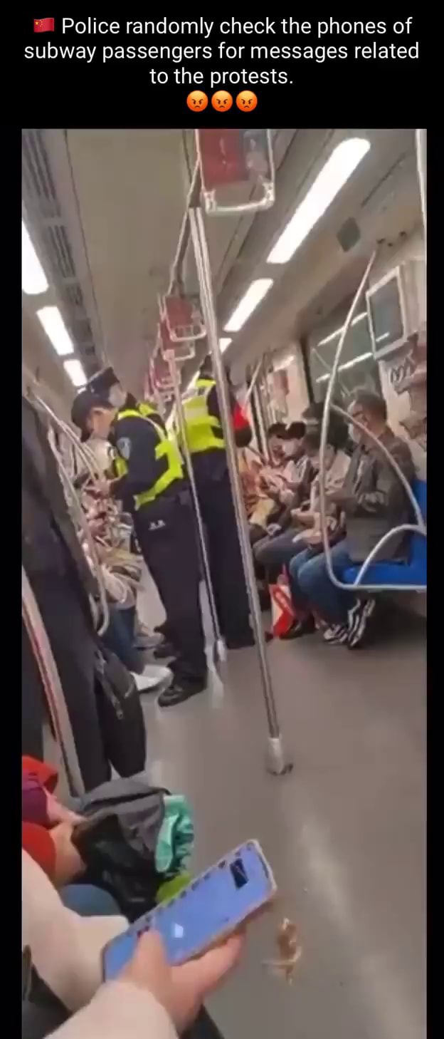 Police randomly check the phones of subway passengers for messages ...