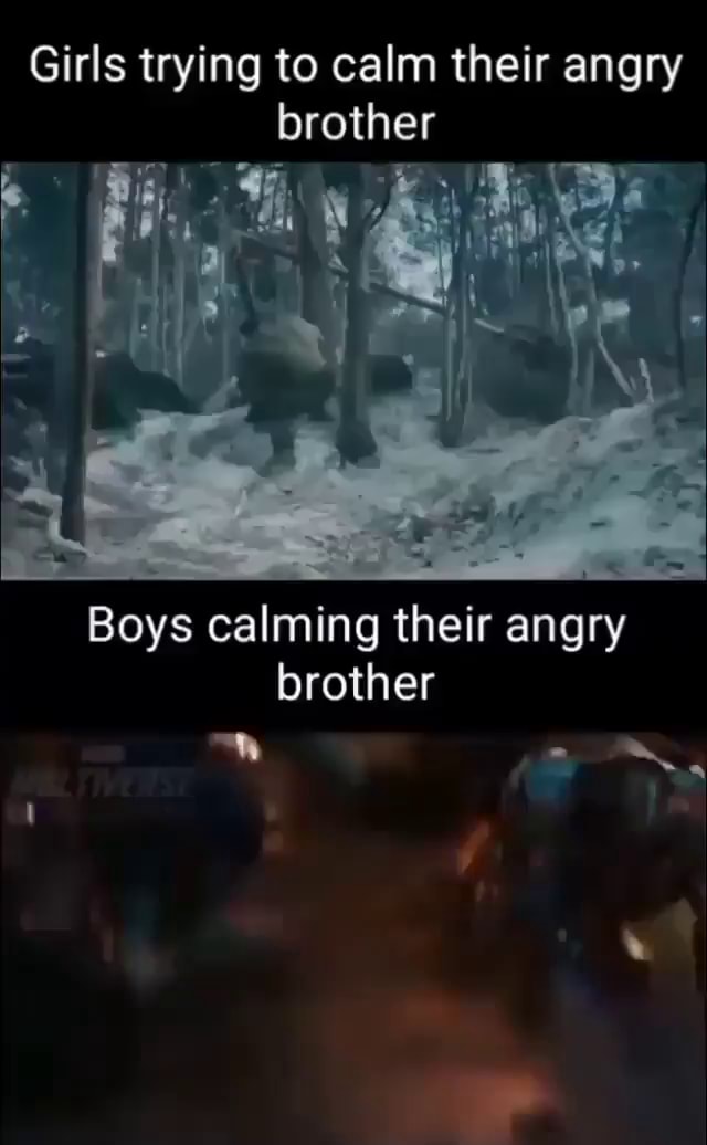 Girls trying to calm their angry brother Boys calming their angry ...
