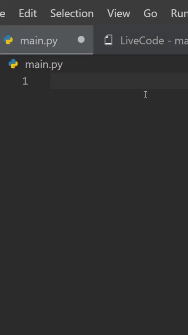 E Edit Selection View Go Rur mainpy LiveCode - me main.py - iFunny